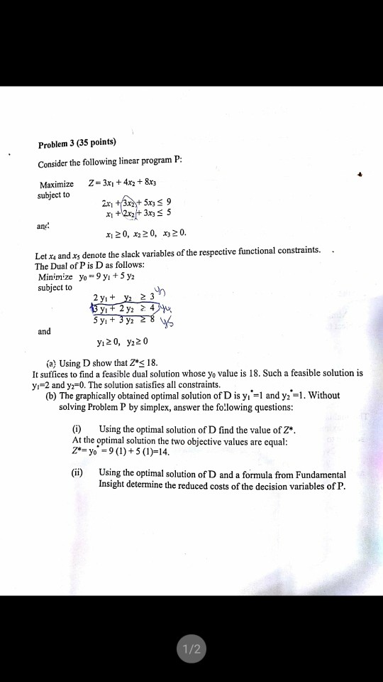 Problem 3 (35 points) Consider the following linear | Chegg.com