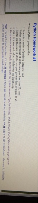 Solved Python Homework Which a Python program that: Read | Chegg.com