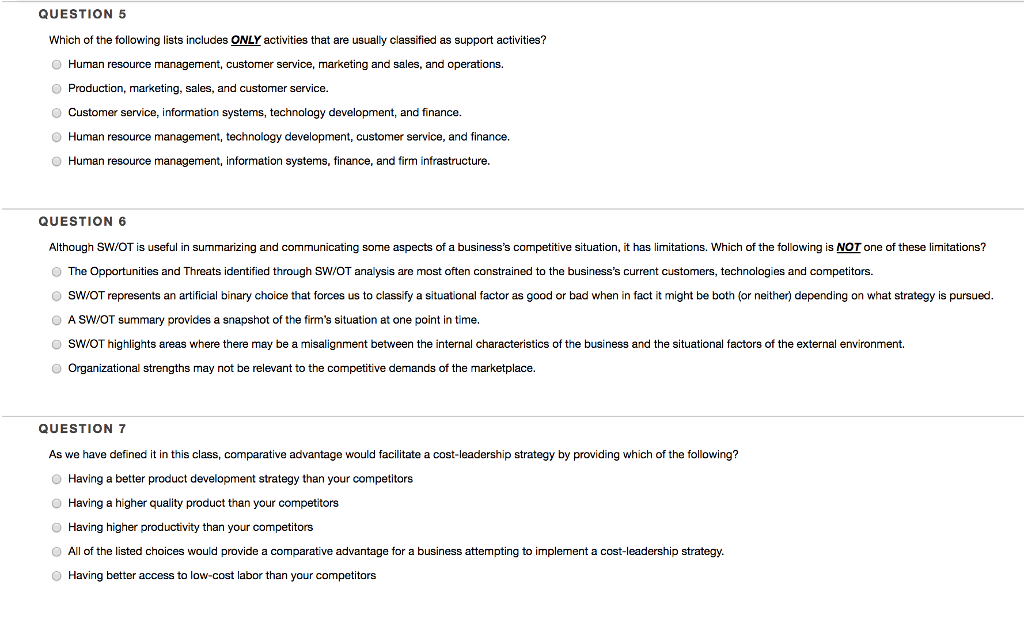 Solved Which of the following lists includes ONLY activities | Chegg.com