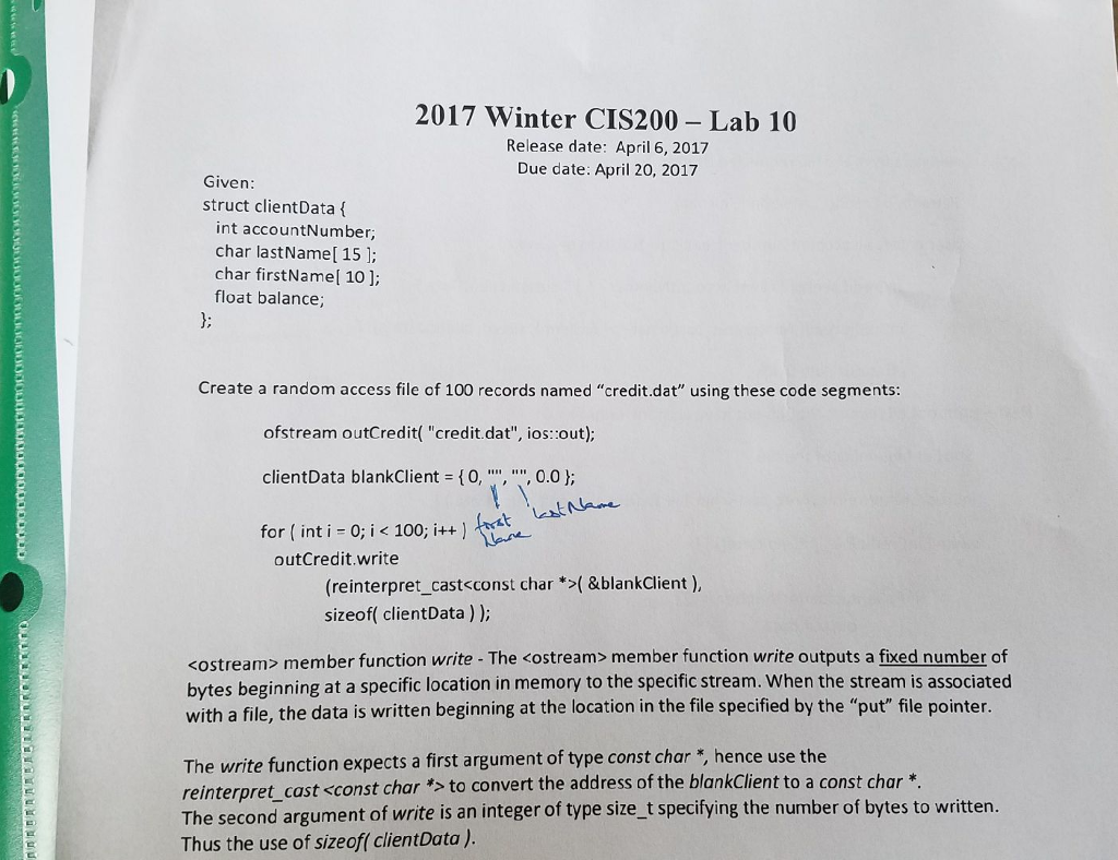 Solved 2017 Winter CIS200 Lab 10 Release date: April 6, 2017 | Chegg.com