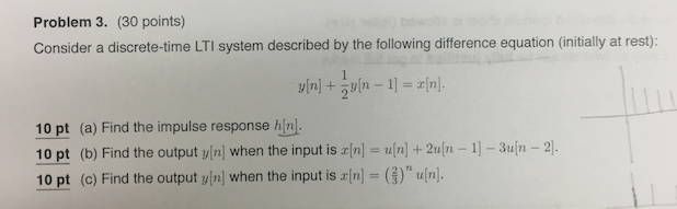Solved Problem 3. (30 points) Consider a discrete-time LTI | Chegg.com