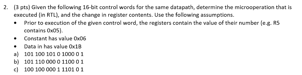 Given the following 16-bit control words for the same | Chegg.com