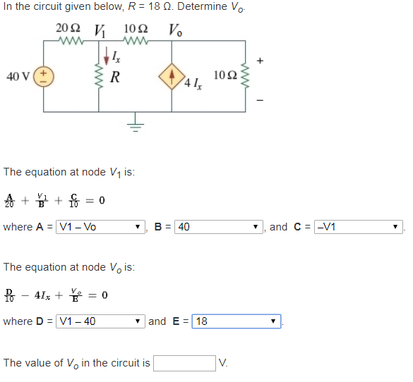 Solved In the circuit given below, R-18 Ω. Determine Vo 40 | Chegg.com