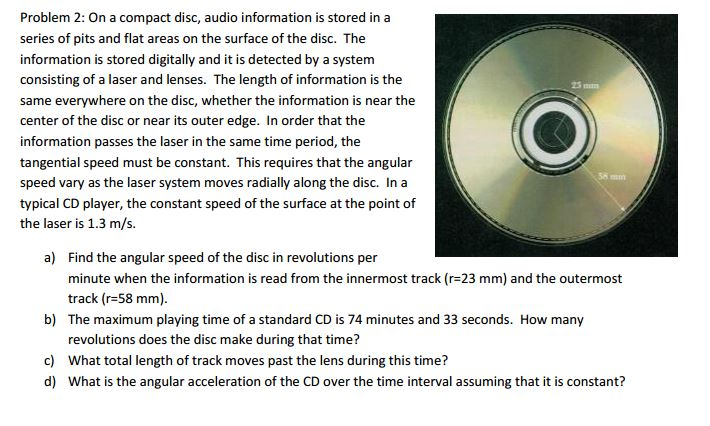 Solved Problem 2: On a compact disc, audio information is | Chegg.com