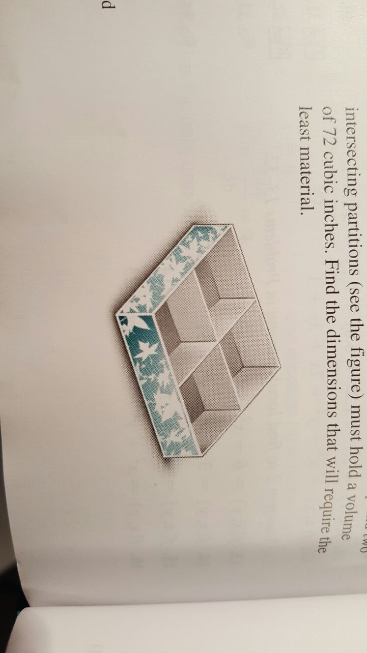 Solved A rectanglar box with no top and two intersecting | Chegg.com