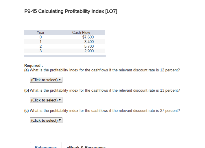 Solved P9-15 Calculating Profitability Index [LO7] Year Cash | Chegg.com