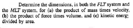 Solved Determine the dimensions, in both the FLT system and | Chegg.com