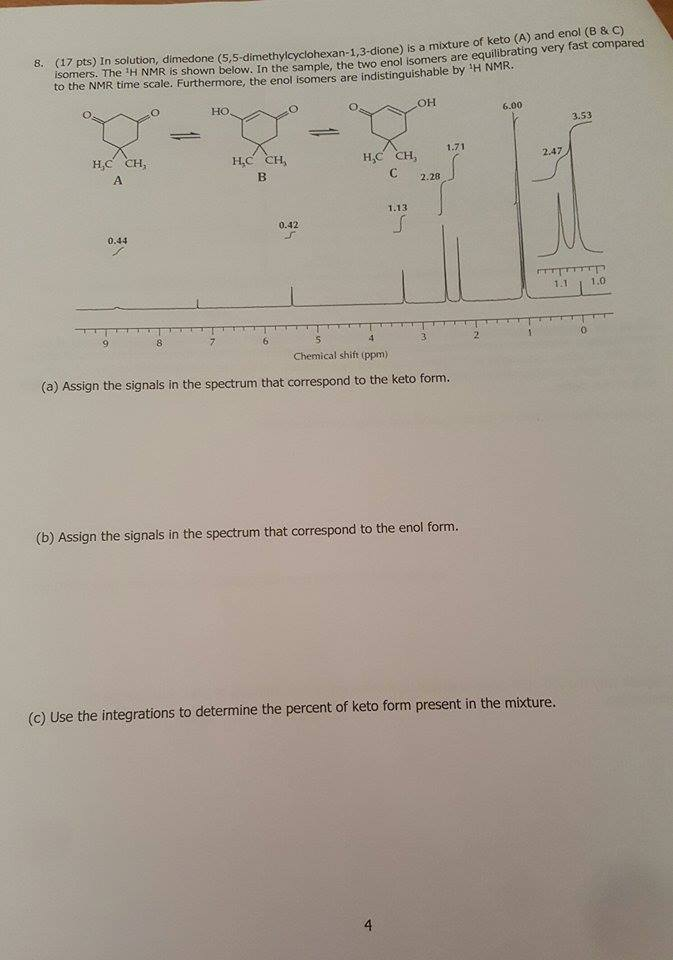 Solved In solution, dimedone | Chegg.com