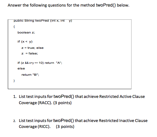 Answer the following questions for the method | Chegg.com
