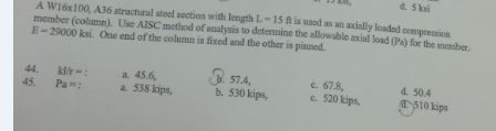 Solved A W16x100, A36 structural steel section with length | Chegg.com