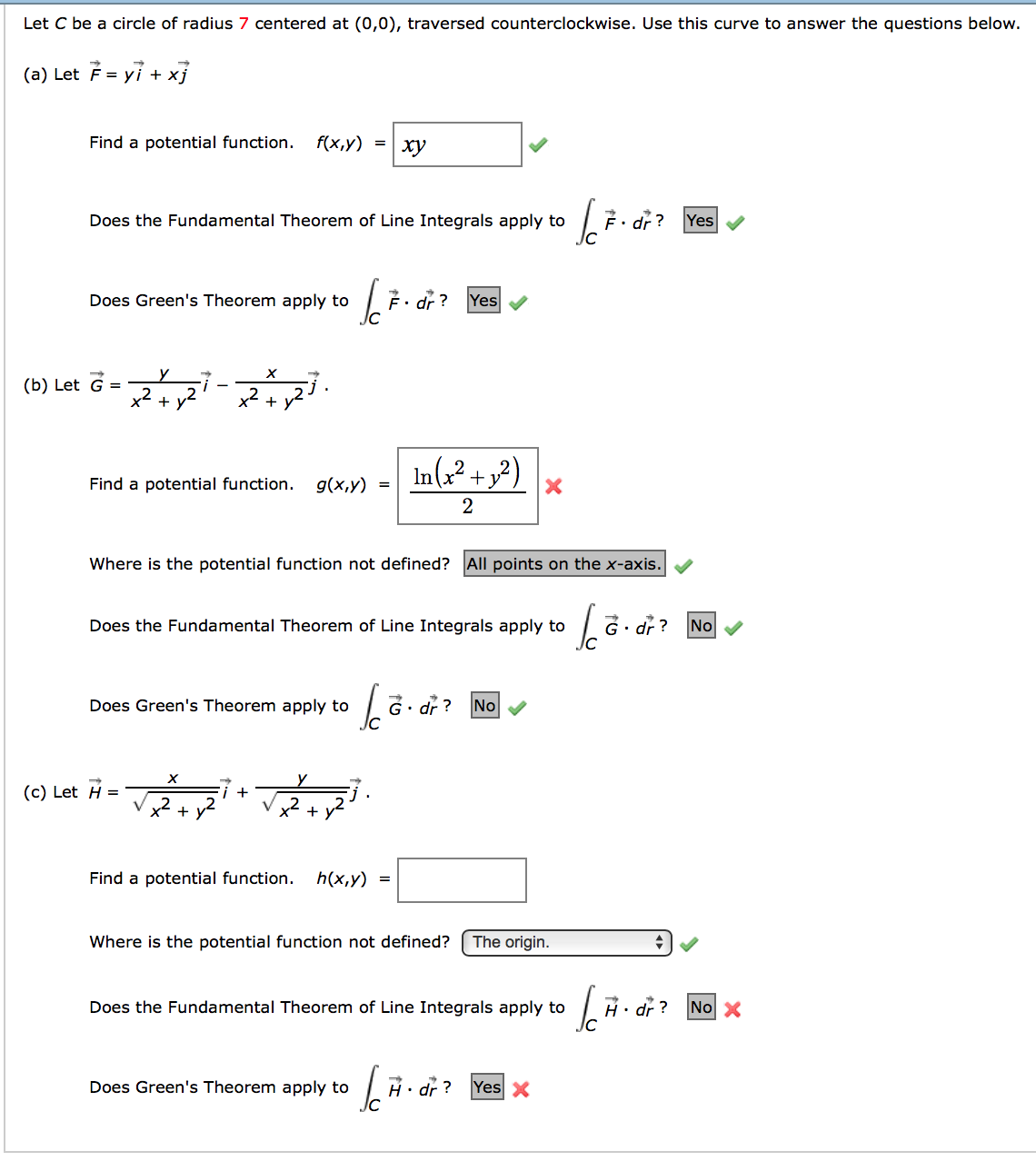 Solved Let C be a circle of radius 7 centered at (0,0), | Chegg.com