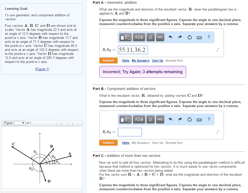 Solved To use geometric and component addition of vectors. | Chegg.com