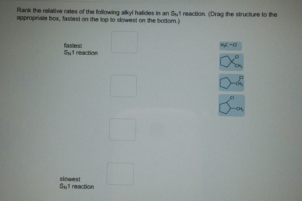Solved Rank The Relative Rates Of The Following Alkyl