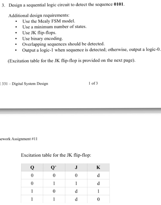 Solved Design a sequential logic circuit to detect the | Chegg.com