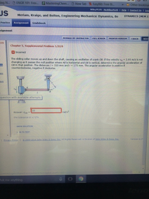 Solved The sliding collar moves up and down the shaft, | Chegg.com