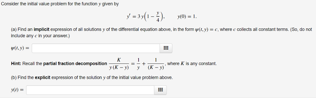 Solved Consider the initial value problem for the function y | Chegg.com