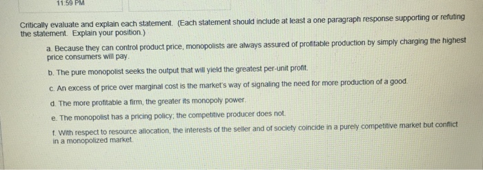 Solved Critically evaluate and explain each statement (Each | Chegg.com Solved Critically evaluate and explain each statement (Each | Chegg.com