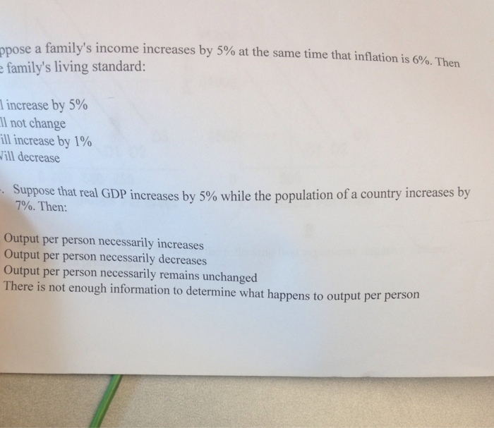 Solved ppose a family's income increases by 5% at the same | Chegg.com
