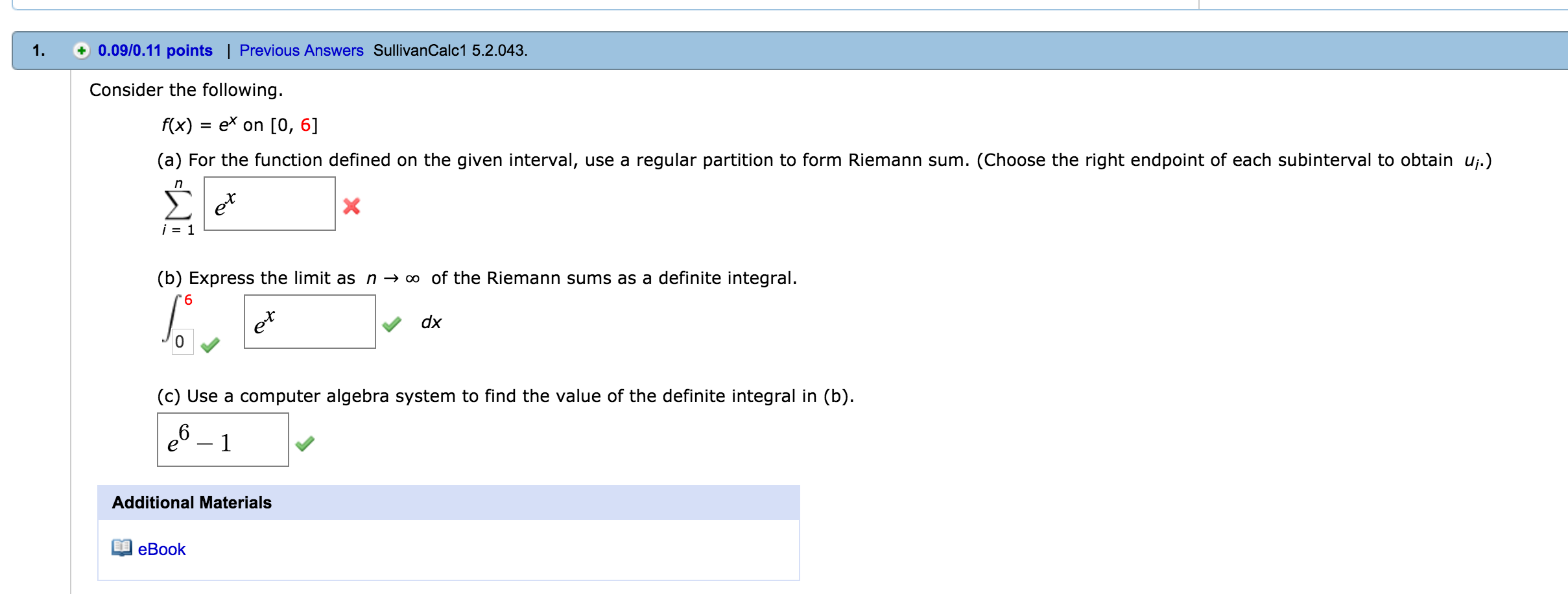 Solved Consider the following. f(x) = e^x on [0, 6] For | Chegg.com
