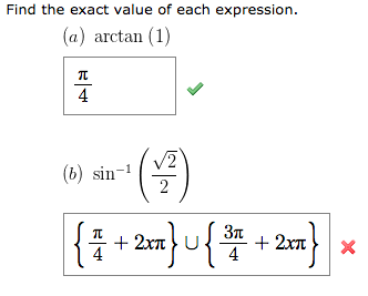 Solved Find the exact value of (a) arctan (1) each | Chegg.com