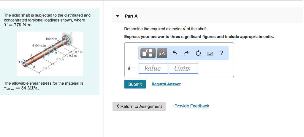 Solved The solid shaft is subjected to the distributed and | Chegg.com