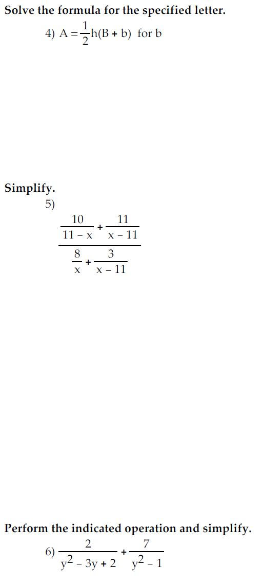 Solved Solve the formula for the specified letter. A = | Chegg.com