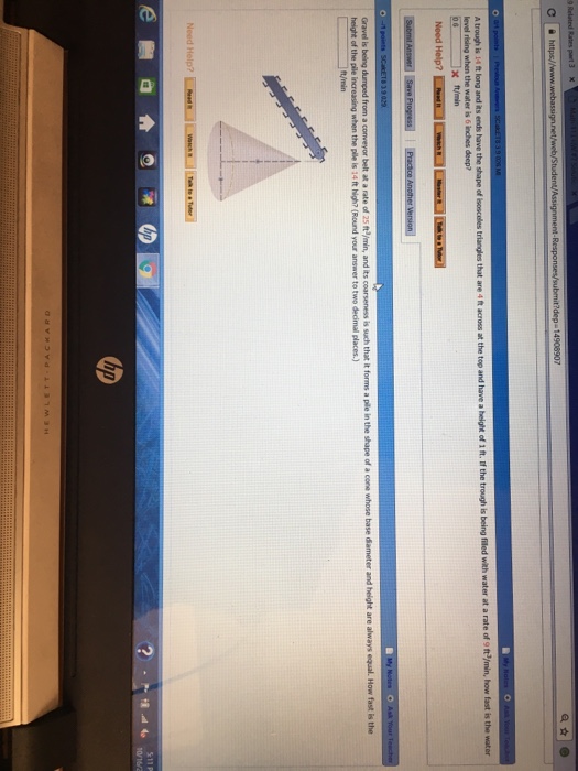 Solved A trough is 14 ft long and its ends have the shape of | Chegg.com