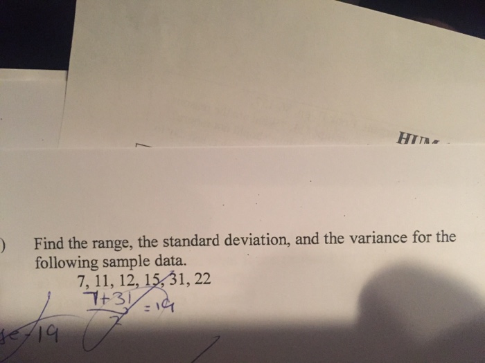 Solved Find the range, the standard deviation, and the | Chegg.com