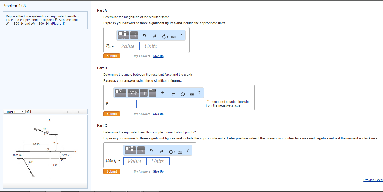 Solved Replace the force system by an equivalent resultant | Chegg.com