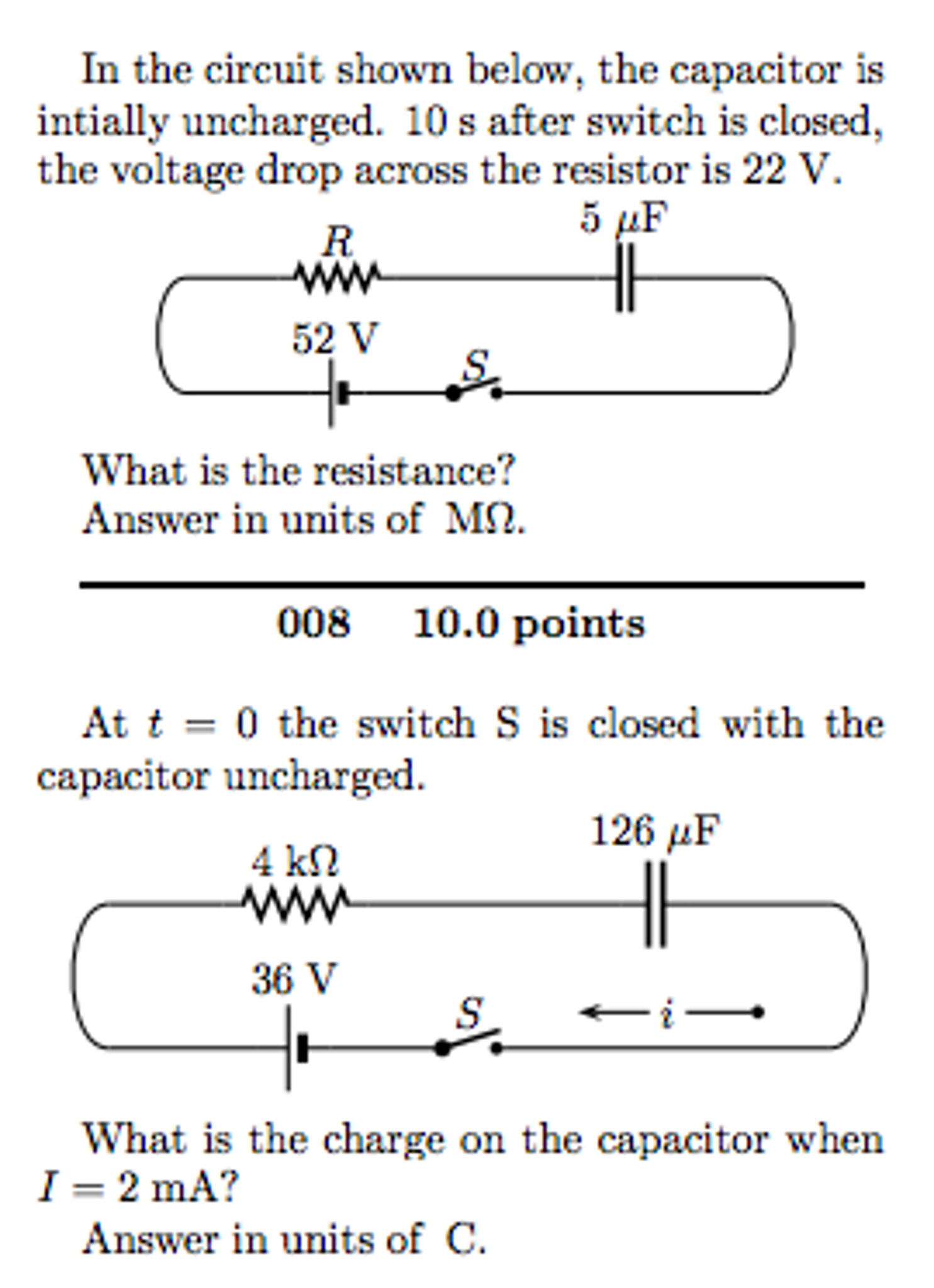 Solved In the circuit shown below, the capacitor is | Chegg.com