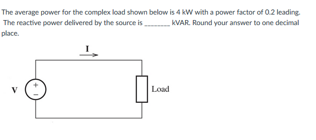 Solved The average power for the complex load shown below is | Chegg.com