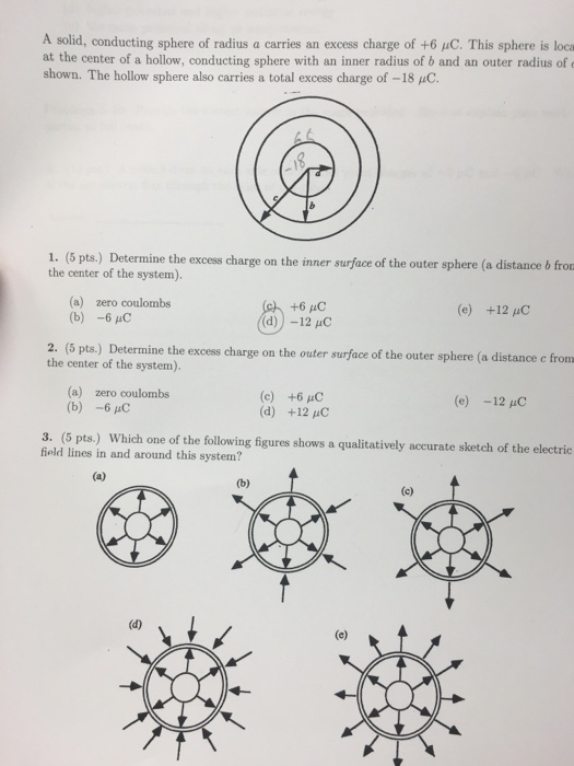 Solved A solid, conducting sphere of radius a carries an | Chegg.com