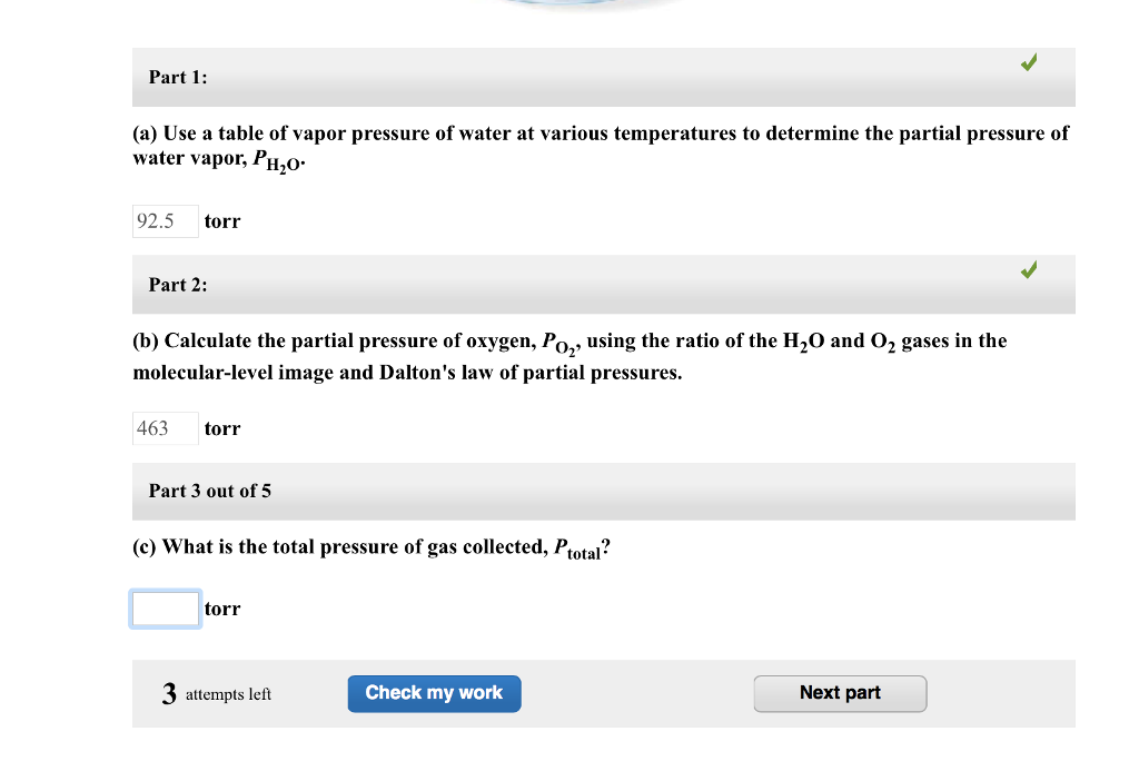 Solved Part 1: (a) Use a table of vapor pressure of water at | Chegg.com
