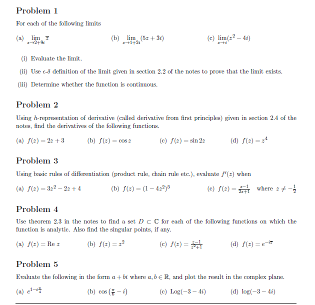 Solved For each of the following limits (a) lim_z | Chegg.com