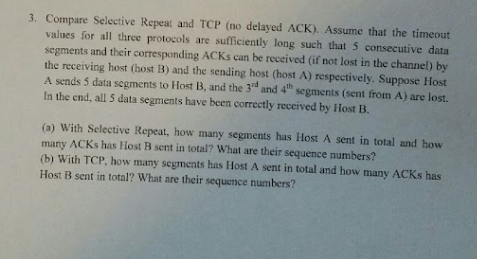 Solved Compare Selective Repeat and TCP (no delayed ACK). | Chegg.com
