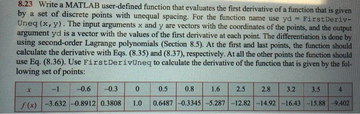 8 23 Write A Matlab User Defined Function That