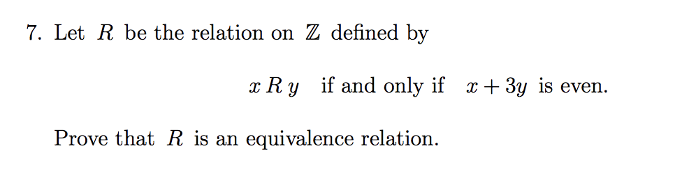 Solved 7. Let R be the relation on Z defined by r R y if and | Chegg.com Solved 7. Let R be the relation on Z defined by r R y if and | Chegg.com