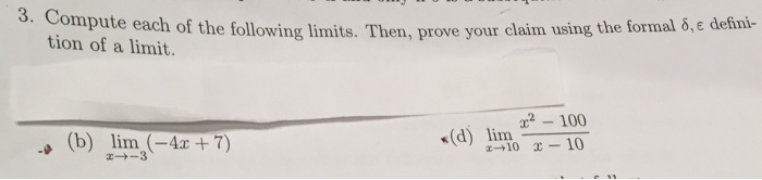 Solved Compute each of the following limits. Then, prove | Chegg.com