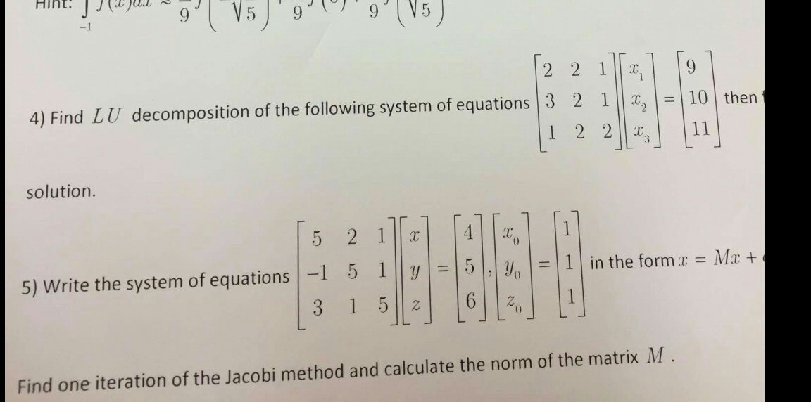 Solved Find LU decomposition of the following system of | Chegg.com