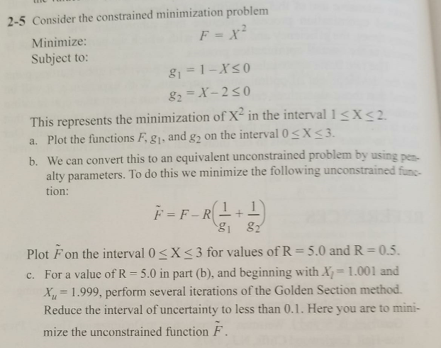 Solved 2-5 Consider the constrained minimization problenm | Chegg.com