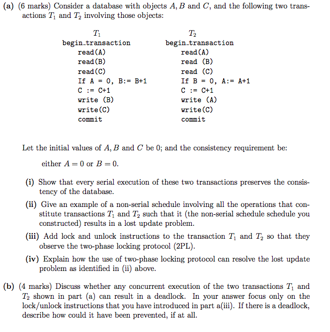 A 6 Marks Consider A Database With Objects A B 0064
