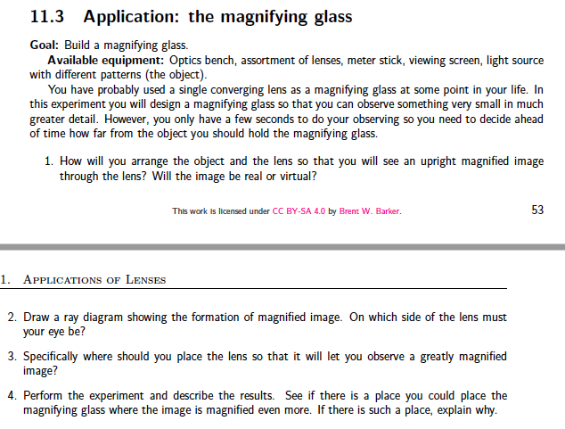 Solved Goal: Build a magnifying glass. Available equipment: | Chegg.com