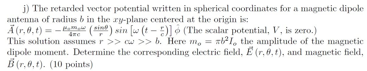 The retarded vector potential written in spherical | Chegg.com