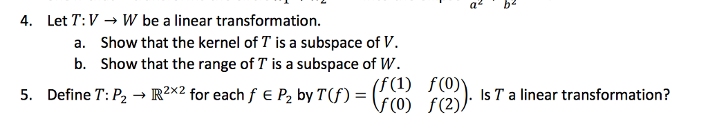 Solved Let T: V rightarrow W be a linear transformation. a. | Chegg.com