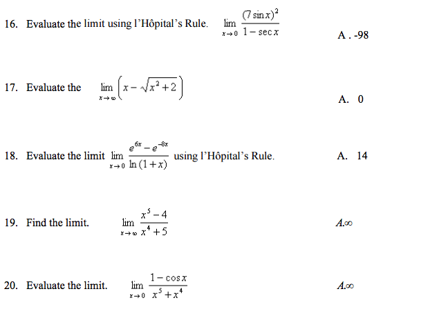 Solved sinx Evaluate the limit using i Ή0pital's Rule, lim | Chegg.com