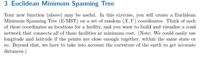 3 Euclidean Minimum Spanning Tree Your new function | Chegg.com