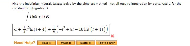Solved Find the indefinite integral. (Note: Solve by the | Chegg.com