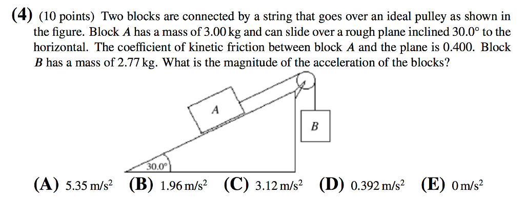 Solved Two blocks are connected by a string that goes over | Chegg.com