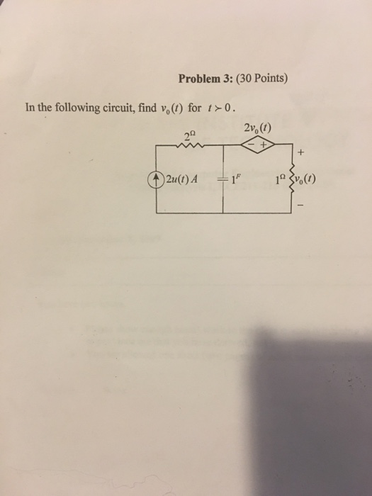 Solved In the following circuit, find v_0(t) for t > 0. | Chegg.com