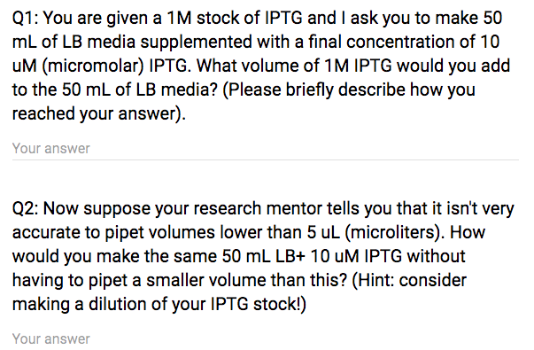 Solved Q1: You are given a 1M stock of IPTG and I ask you to | Chegg.com